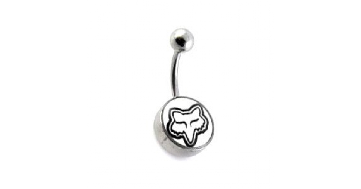 Fox Logo 316L Steel Belly Bar Navel Button Ring