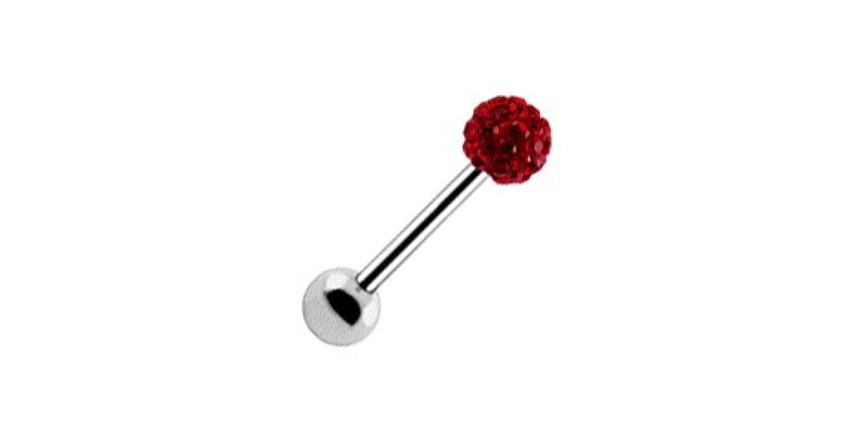Piercing Lengua Bola Cristal Rojo en VotrePiercing