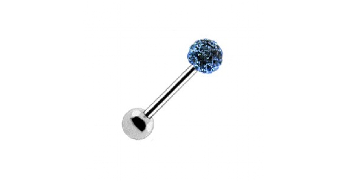 Piercing Langue Boule Cristal Bleu Clair sur VotrePiercing