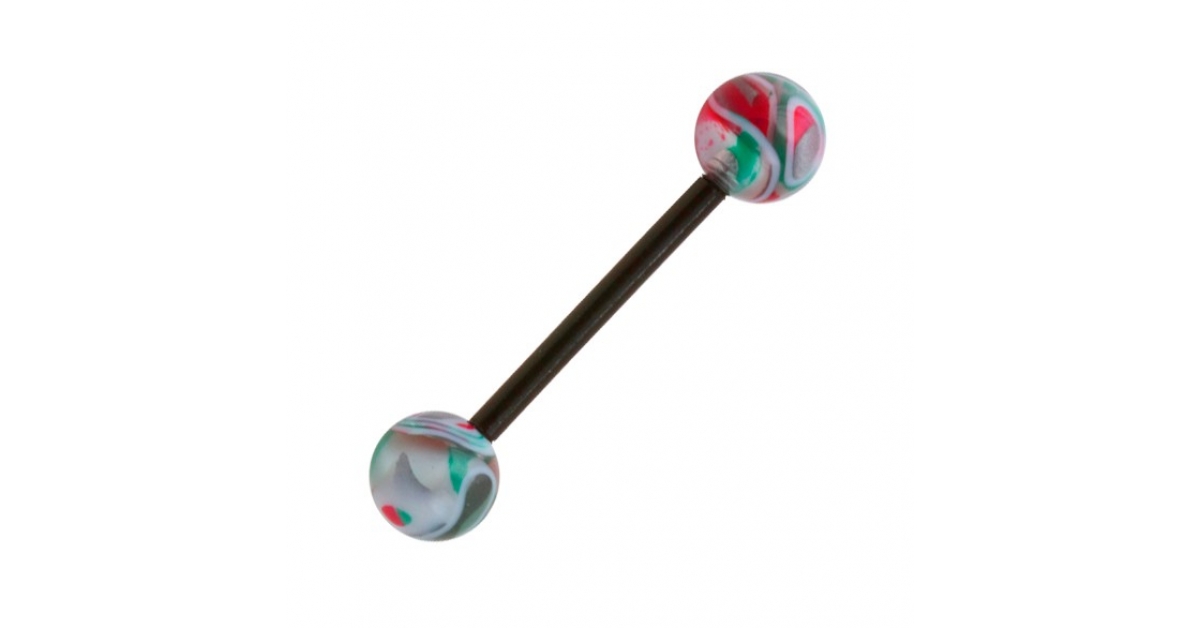 Piercing Lengua Flexible Vórtice Rojo / Verde