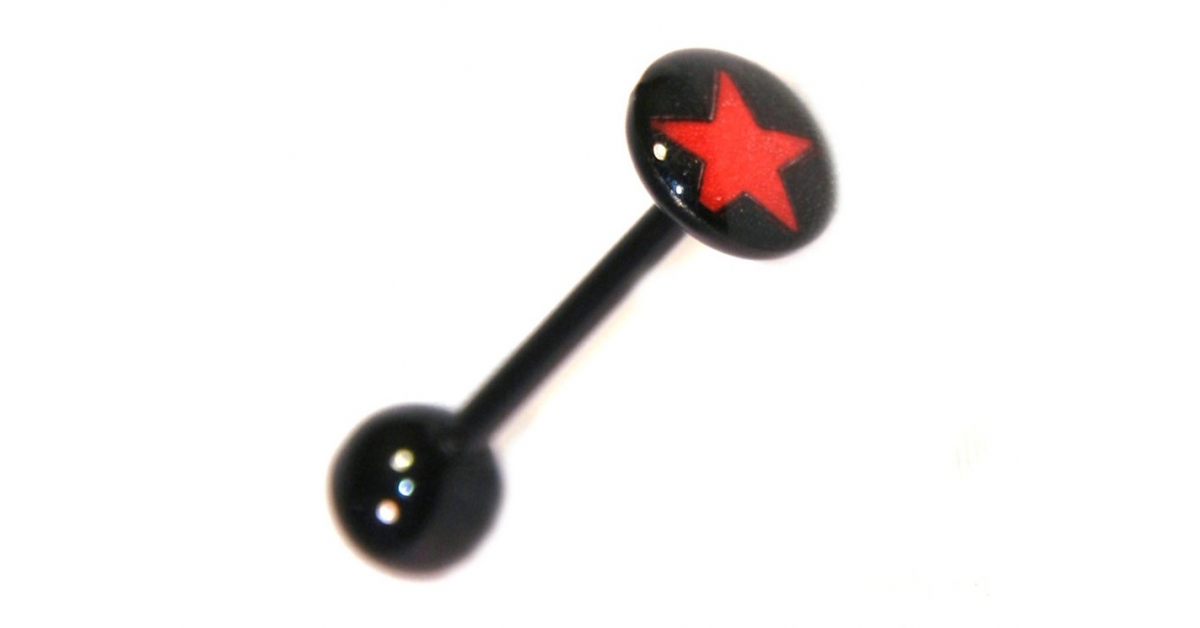 Piercing Lengua Blackline Estrella Rojo en VotrePiercing