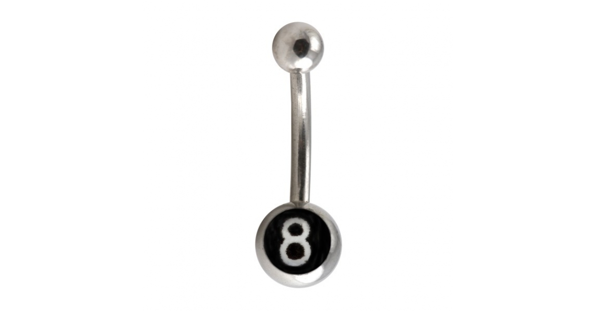Piercing Arcade Fantaisie Symbole Eight Pool Blanc / Noir