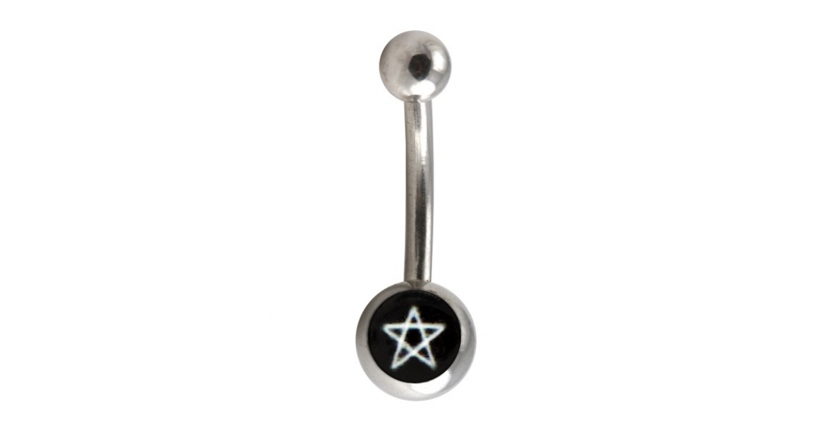 Piercing Arcade Fantaisie Symbole Pentacle Blanc / Noir