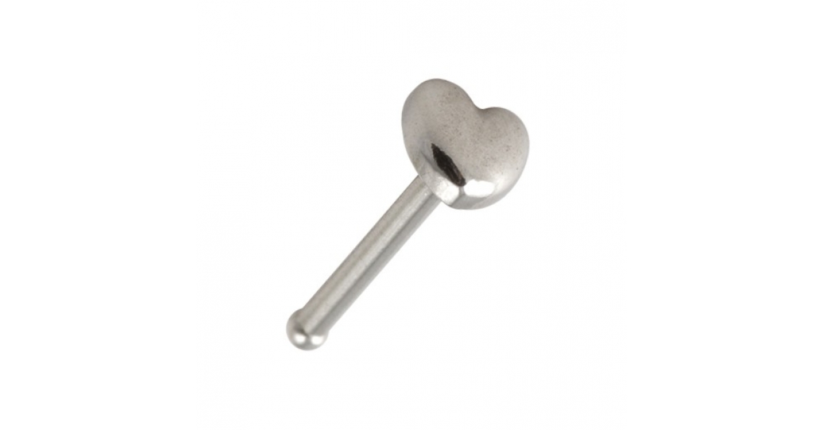 Piercing Nez Pin Droit Acier Chirurgical 316L Coeur Simple