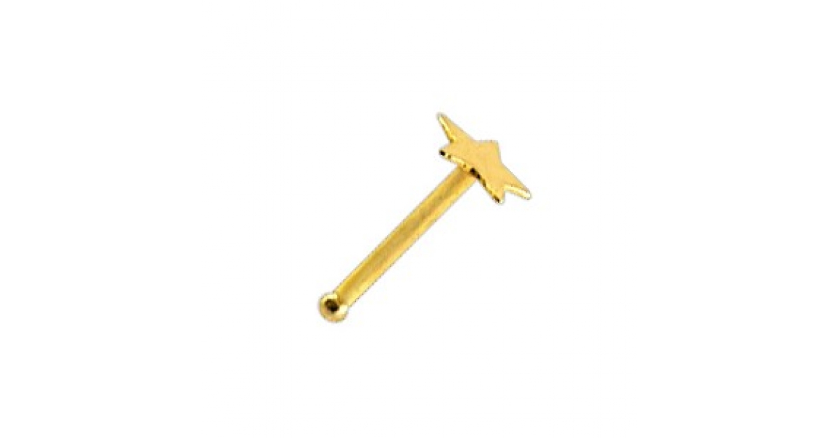 Piercing Nez Pin Droit Or Jaune 14K Etoile