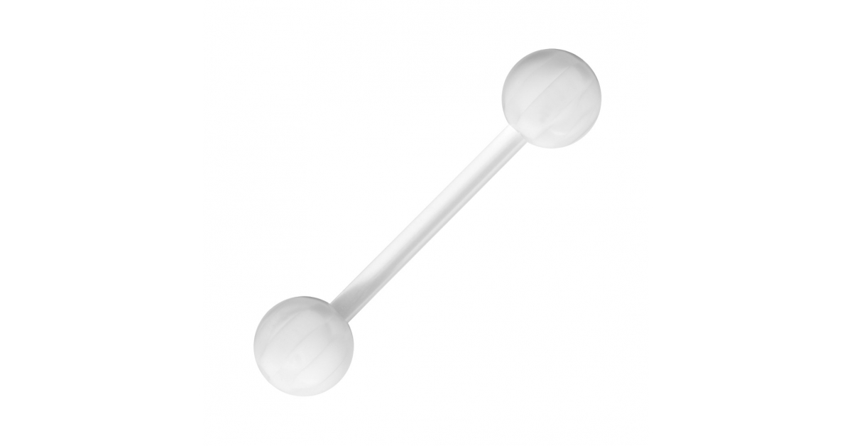 Transparent/White Checkered Bioflex Tongue Bar Ring