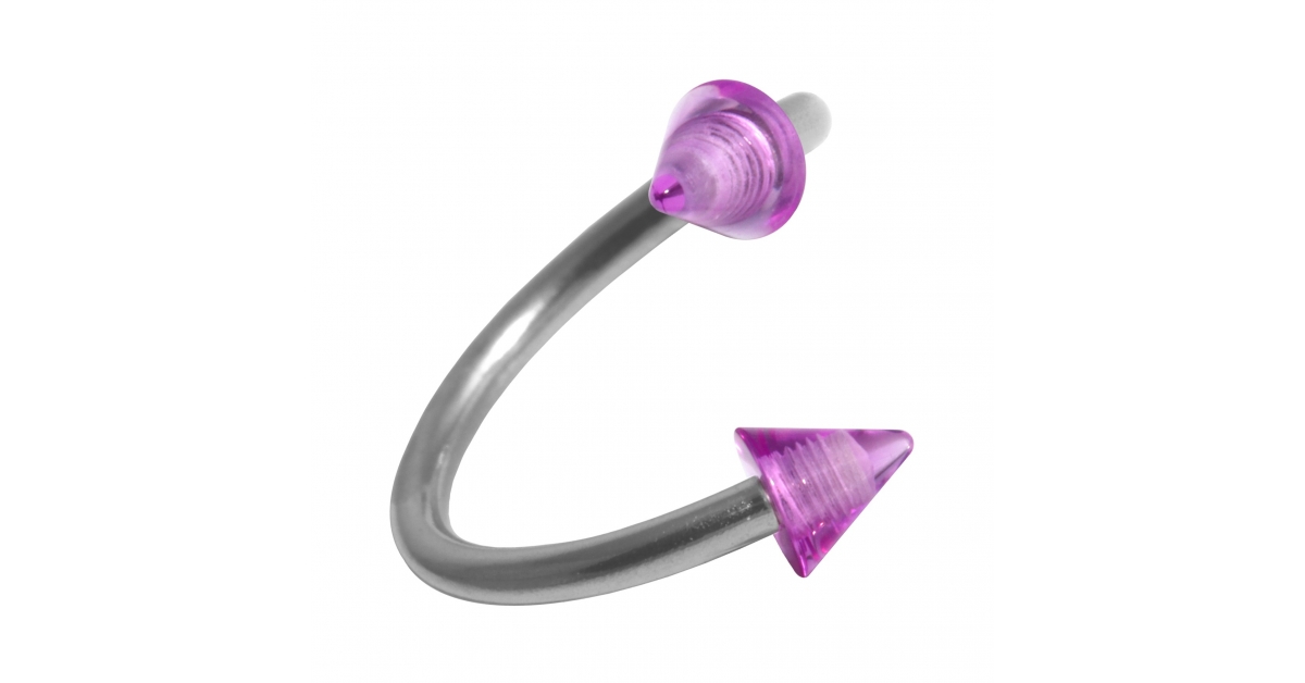 Helix Piercing Twisted Ring w/ Two Acrylic Transparent Purple Spikes