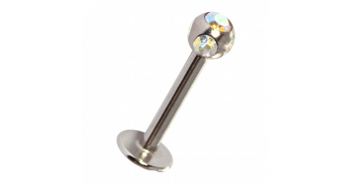 Piercing Tragus / Labret decorado con 5 Strass Multicolors
