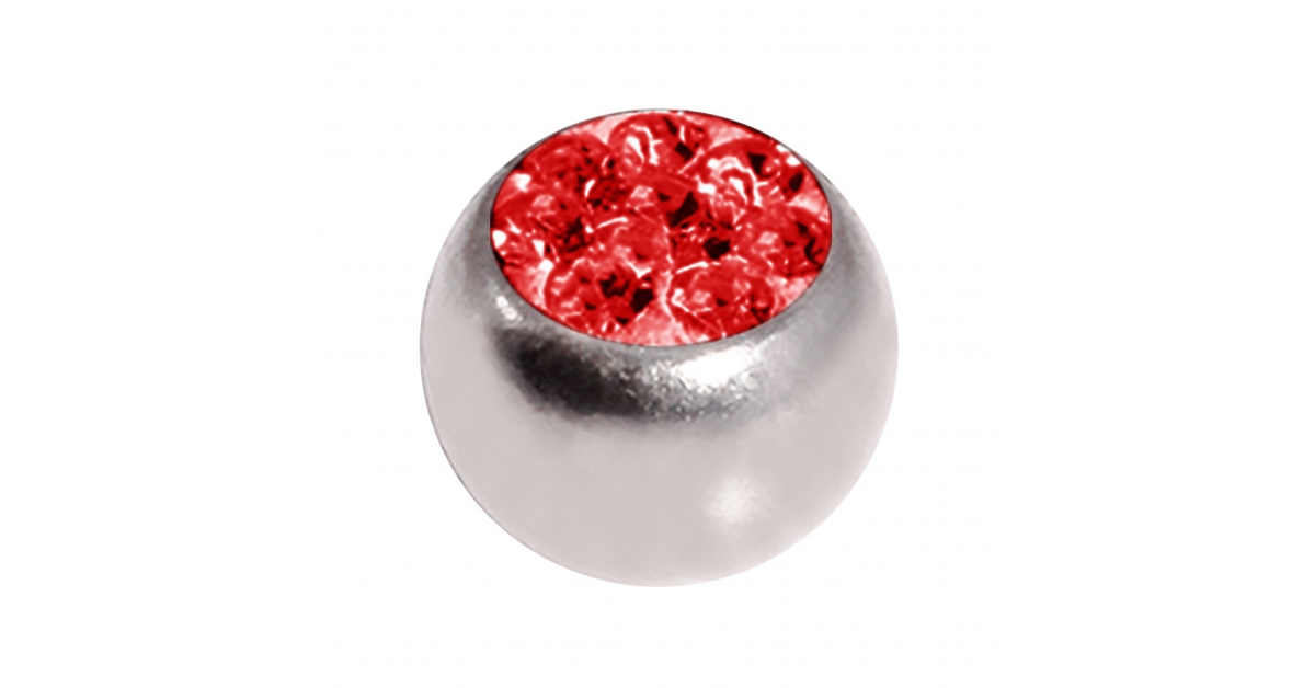 Boule de Piercing Seule Cristal Strass Rouge