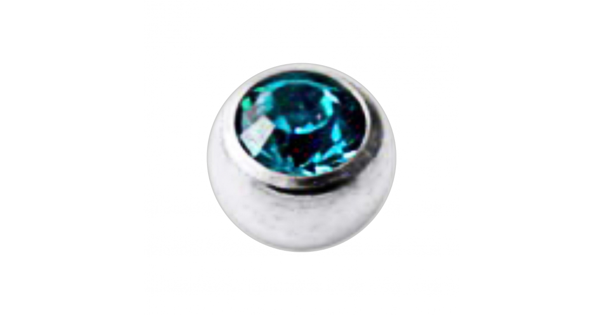 Boule Piercing Titane Grade 23 Pierreries avec Strass Emeraude