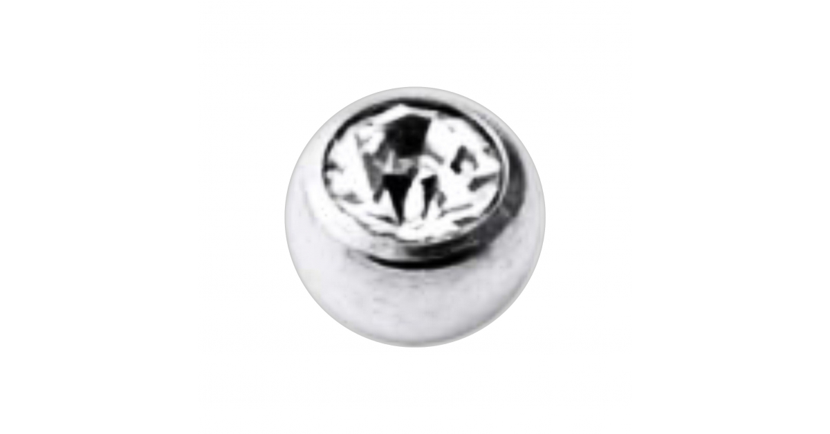 Jeweled Grade 23 Titanium Piercing Replacement Ball w/ White Strass