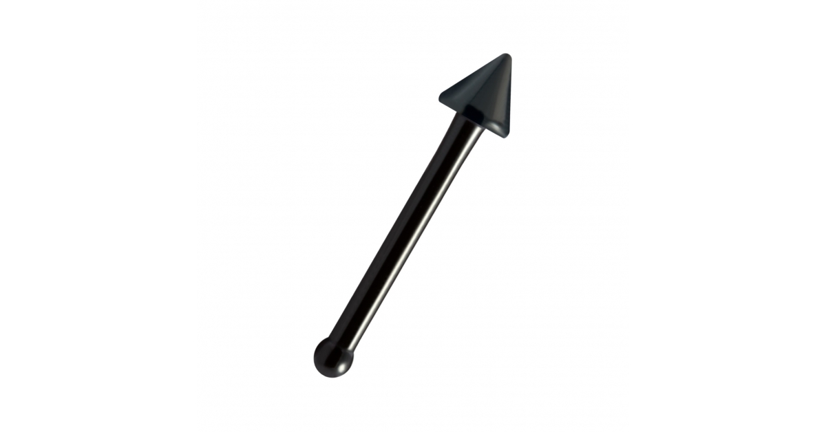 Black Anodized Black-Line Straight Pin Nose Bone Bar with Spike