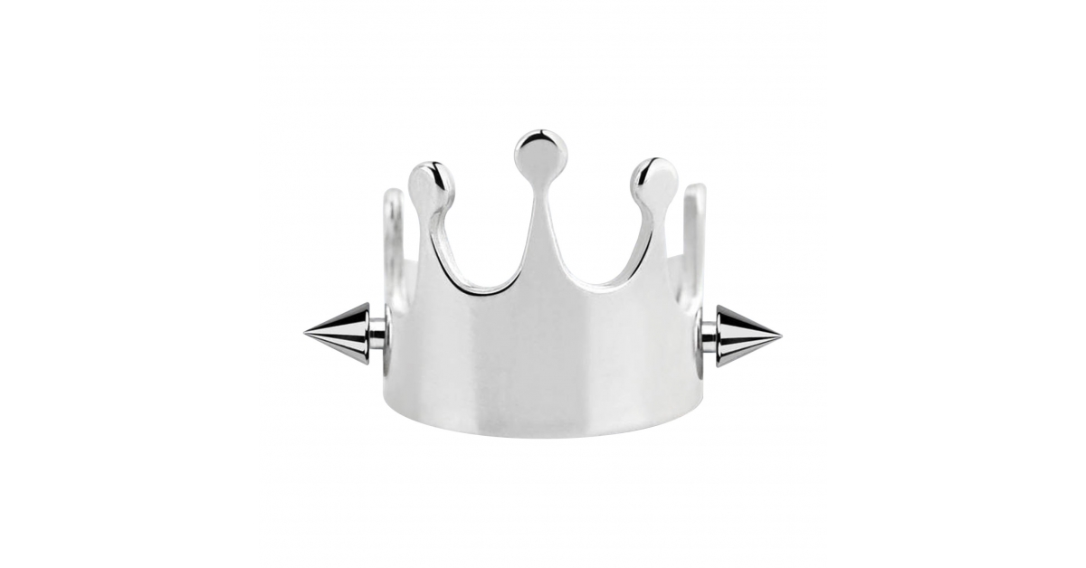 Metallized Crown Helix Piercing Jewel Ring w/ Two Spikes
