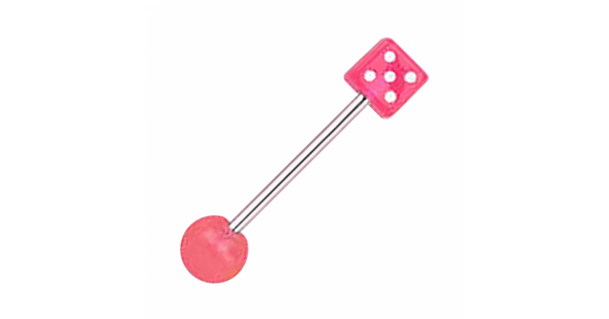 Piercing Lengua Acrílico Bola & Dado Rosa en VotrePiercing