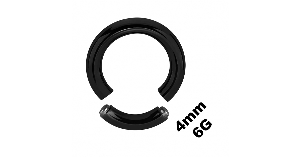4mm/6G Black Anodized Blackline Big Size Segment/Genital Piercing Ring