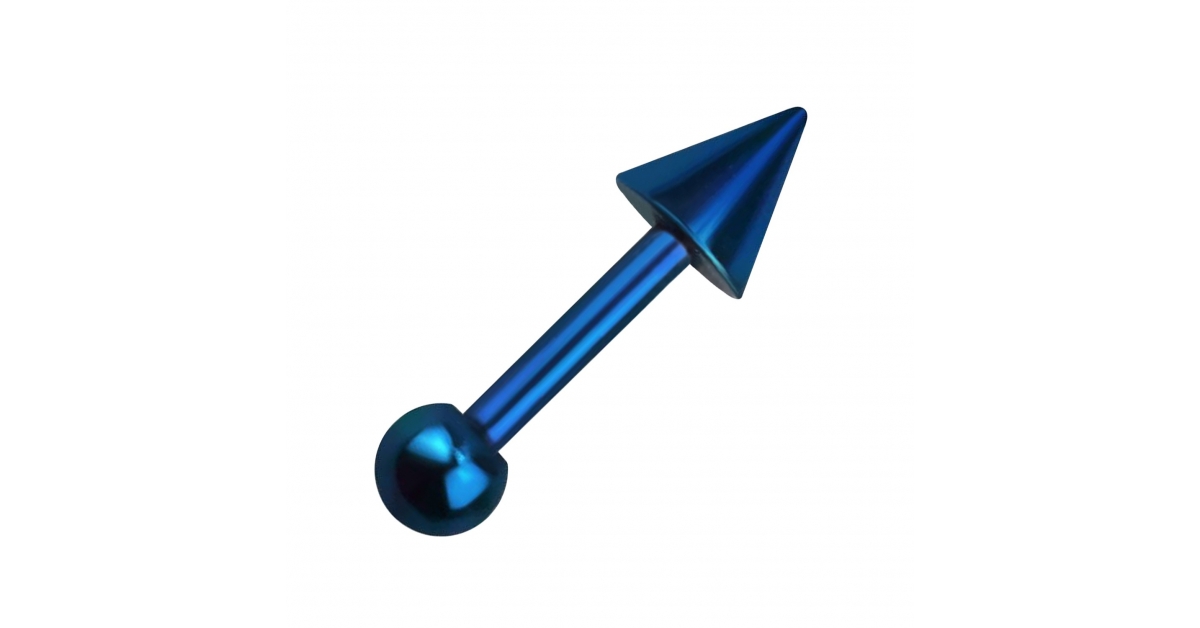Big Spike Blue Anodized Helix/Tragus Piercing Jewel Barbell