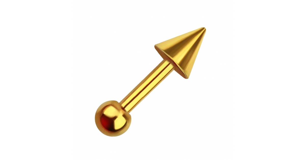 Big Spike Gold Anodized Helix/Tragus Piercing Jewel Barbell