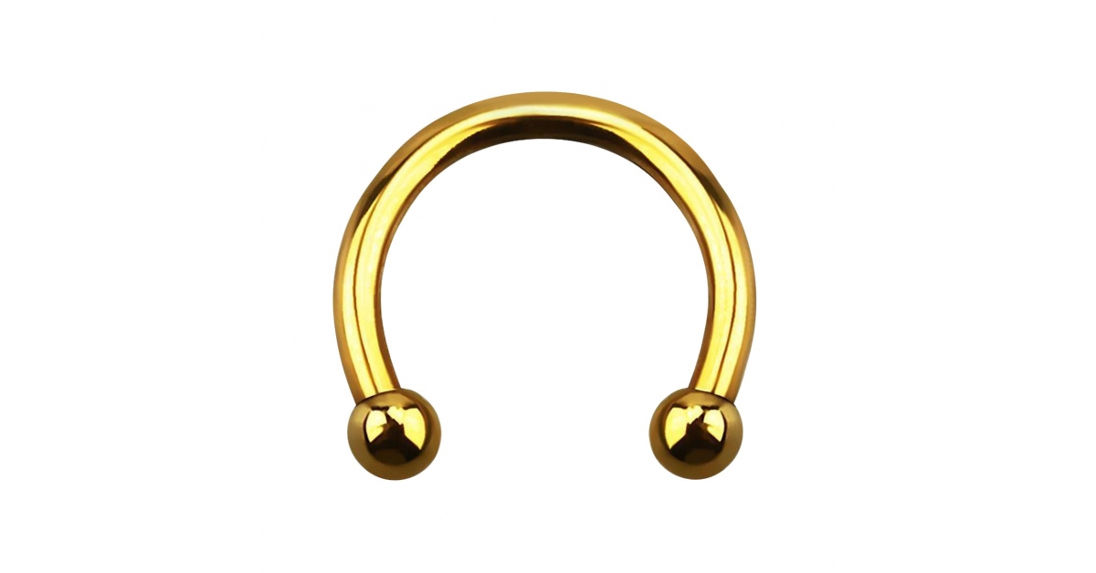 Gold Anodized Ear Circular Barbell Micro-Piercing w/ Mini-Balls