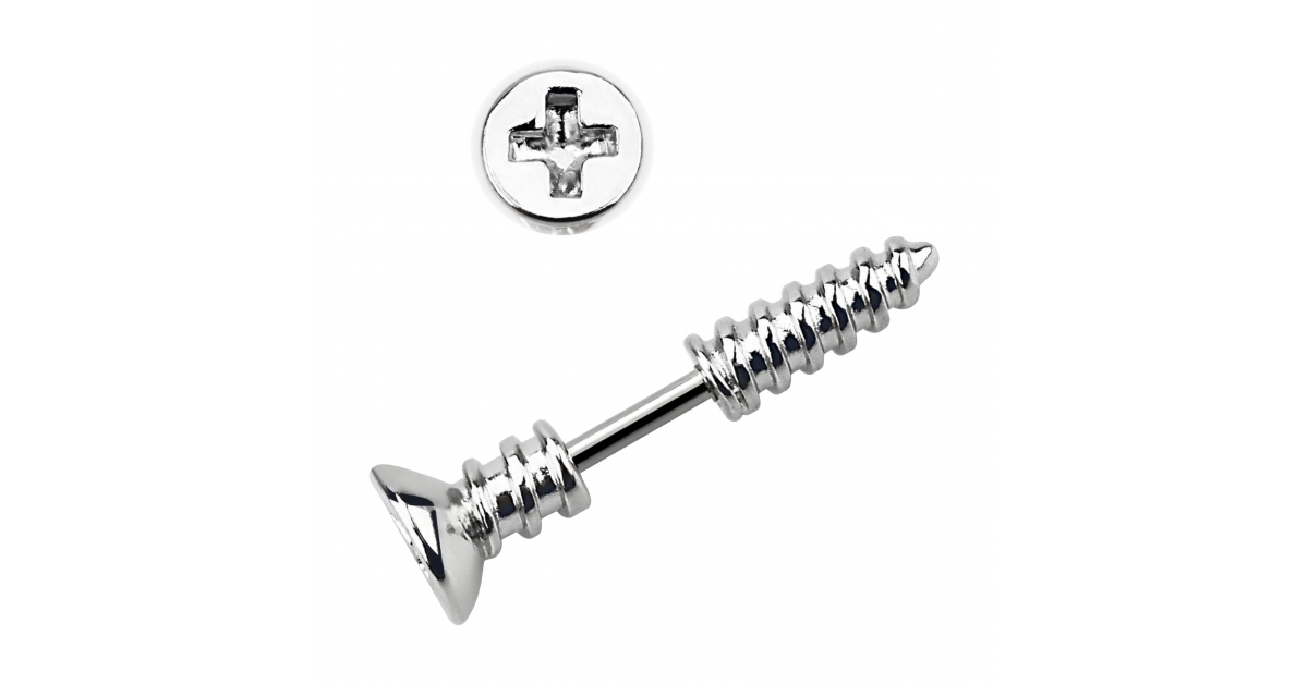 Cruciform Screw 316L Steel Straight Helix Piercing Ring Bar Jewel