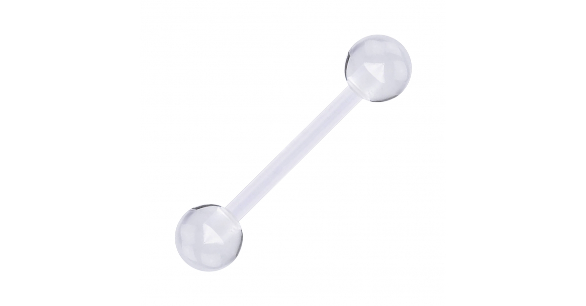 Piercing Lengua Transparente Bioflex PTFE Bolas Acrílico