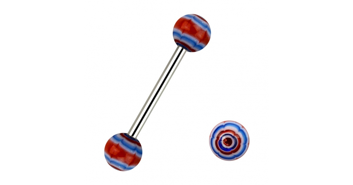 Piercing Lengua Acrílico Azteca Rojo / Azul