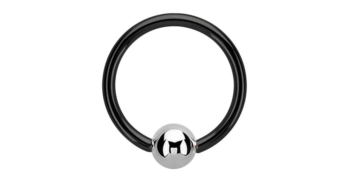 Piercing Anneau BCR Anodisé Noir avec Boule Métallisée