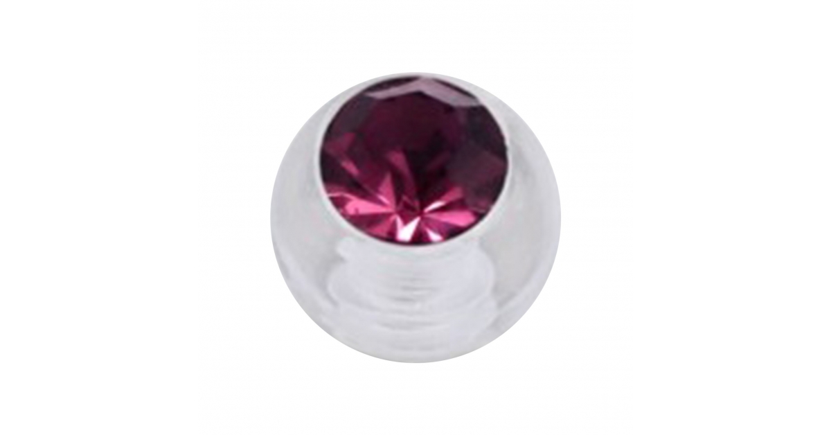 Boule Piercing Acrylique Transparent Strass Violet