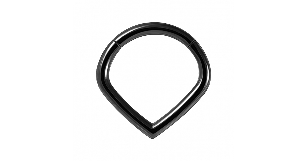 Angular Pear Black Anodized Daith Piercing Clicker Ring