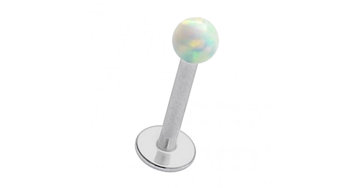 Piercing Labio / Labret Acero 316L Ópalo Sintético Blanco