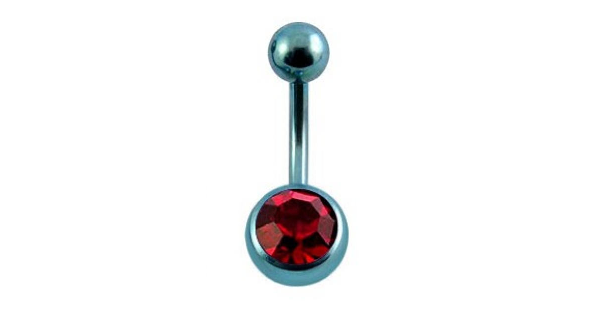 Light Blue Anodized Grade 23 Titanium Belly Bar Navel Button Ring w ...