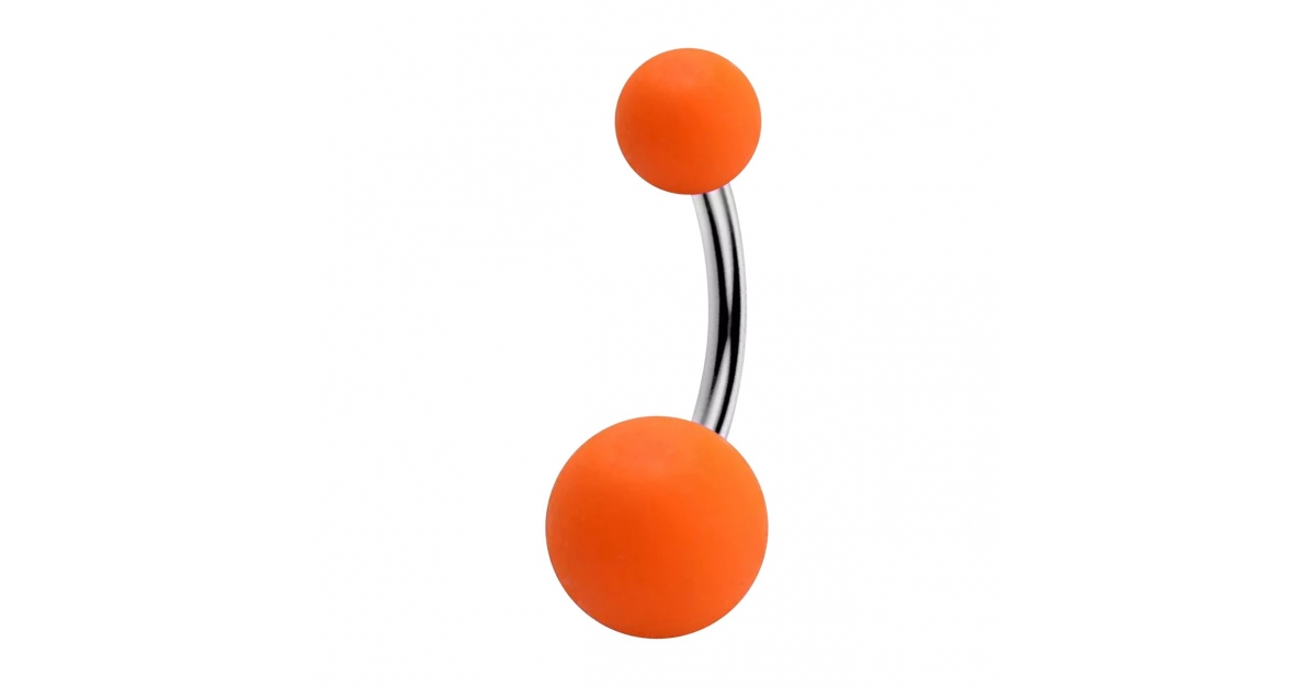 Piercing Nombril Acrylique Orange Néon Boules