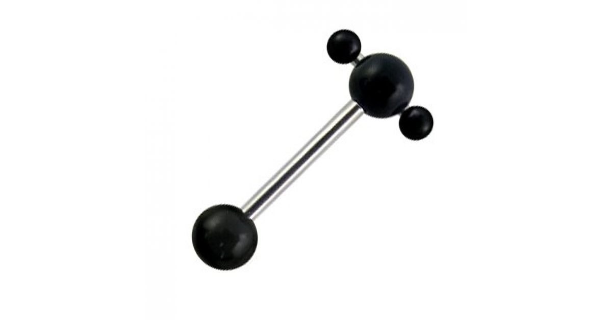 Piercing Lengua Compuesto Negro UV Bolas en VotrePiercing