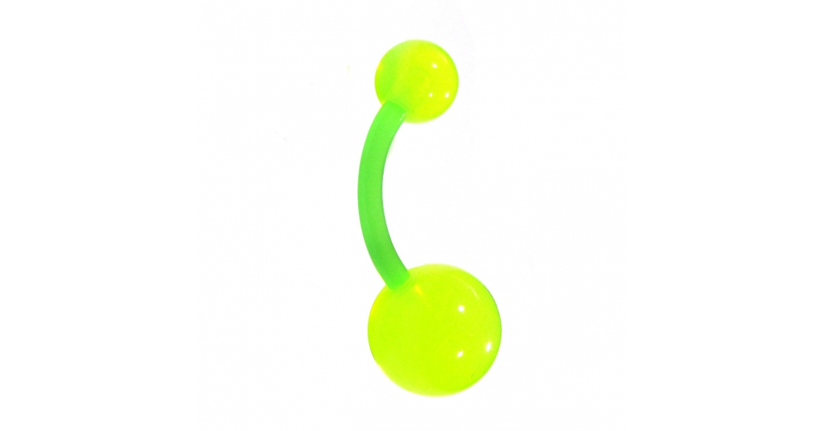 Bioflex Green Belly Bar Navel Button Ring on VotrePiercing