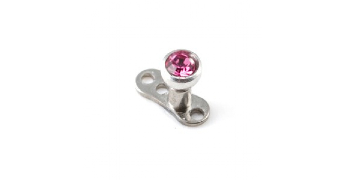 Boule Strass Rose pour Piercing Microdermal