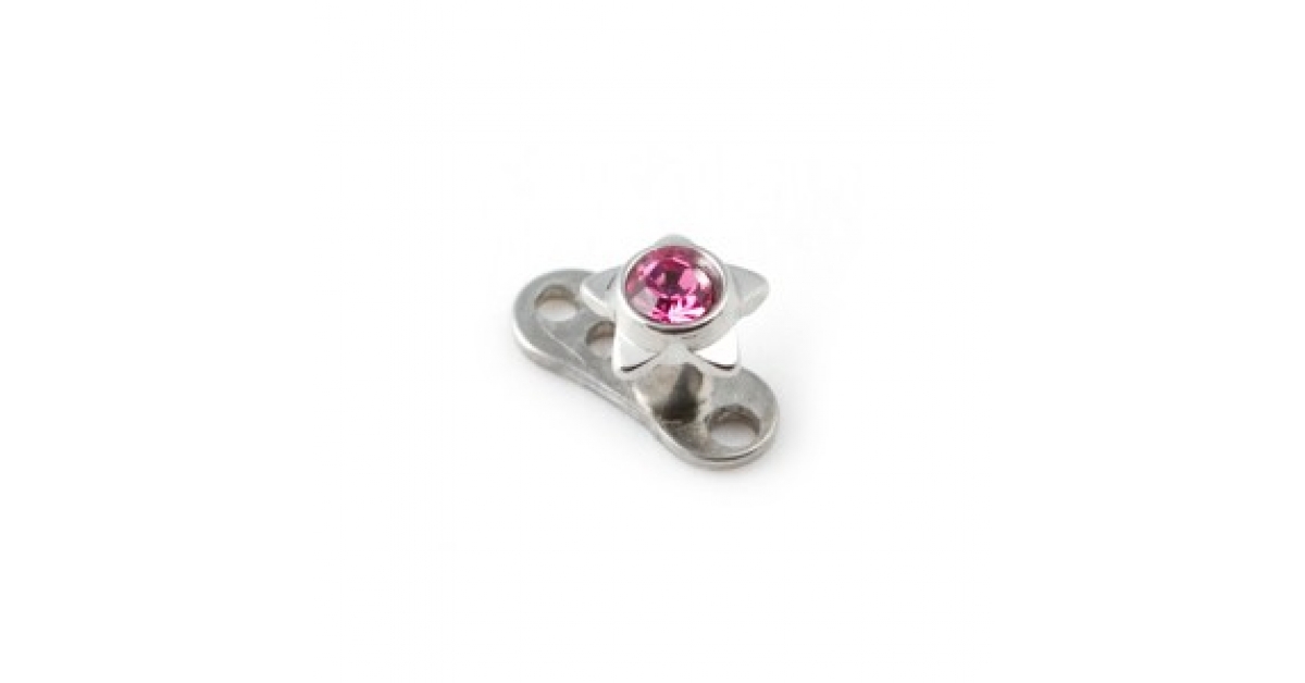 Etoile Strass Rose pour Piercing Microdermal